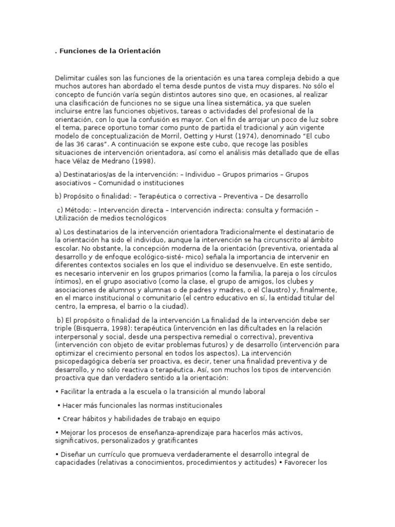 Funciones de La Orientación | PDF | Tecnología de información y ...