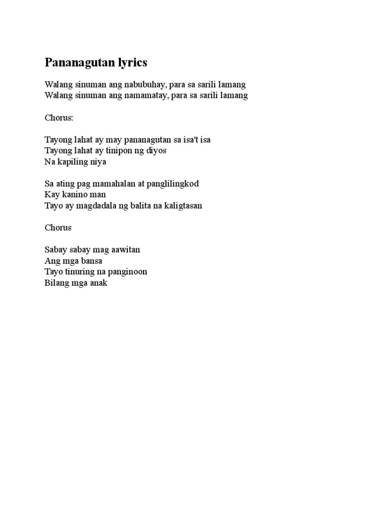 Pananagutan Lyrics | PDF