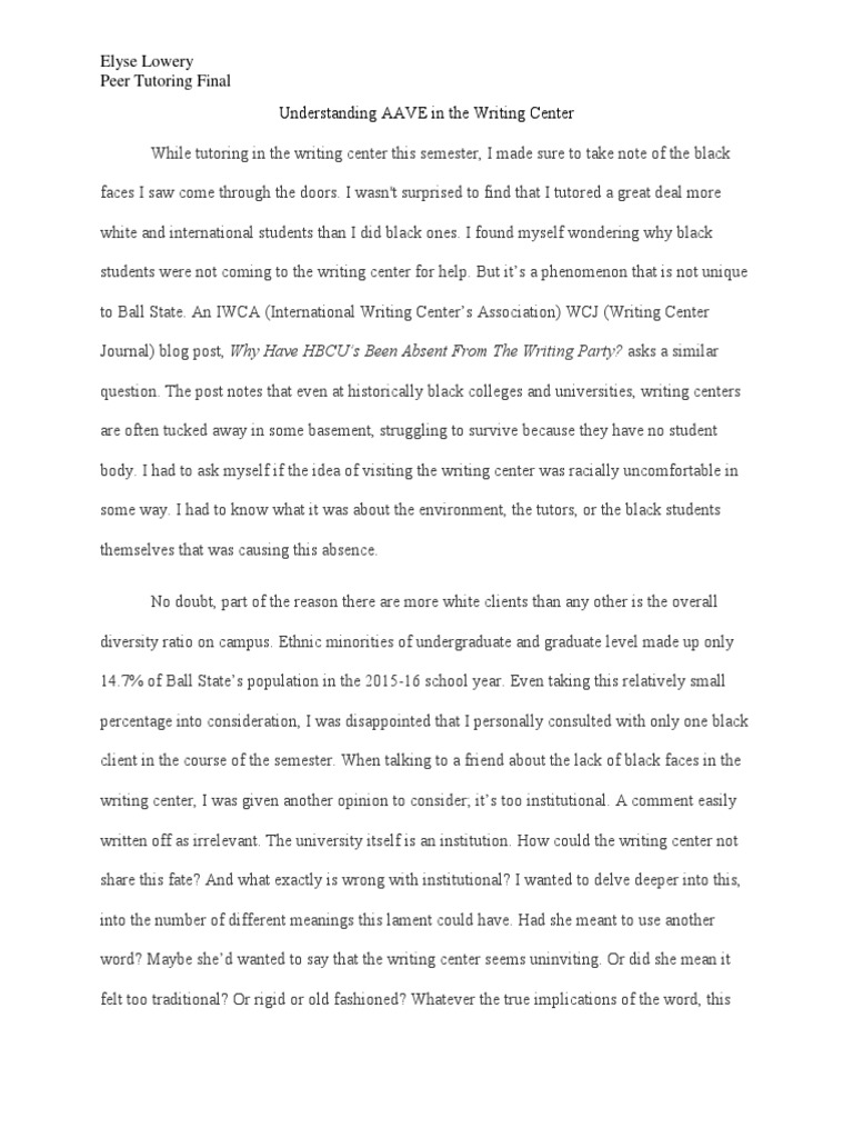 AAVE in The Writing Center | PDF | English Language | Symbols