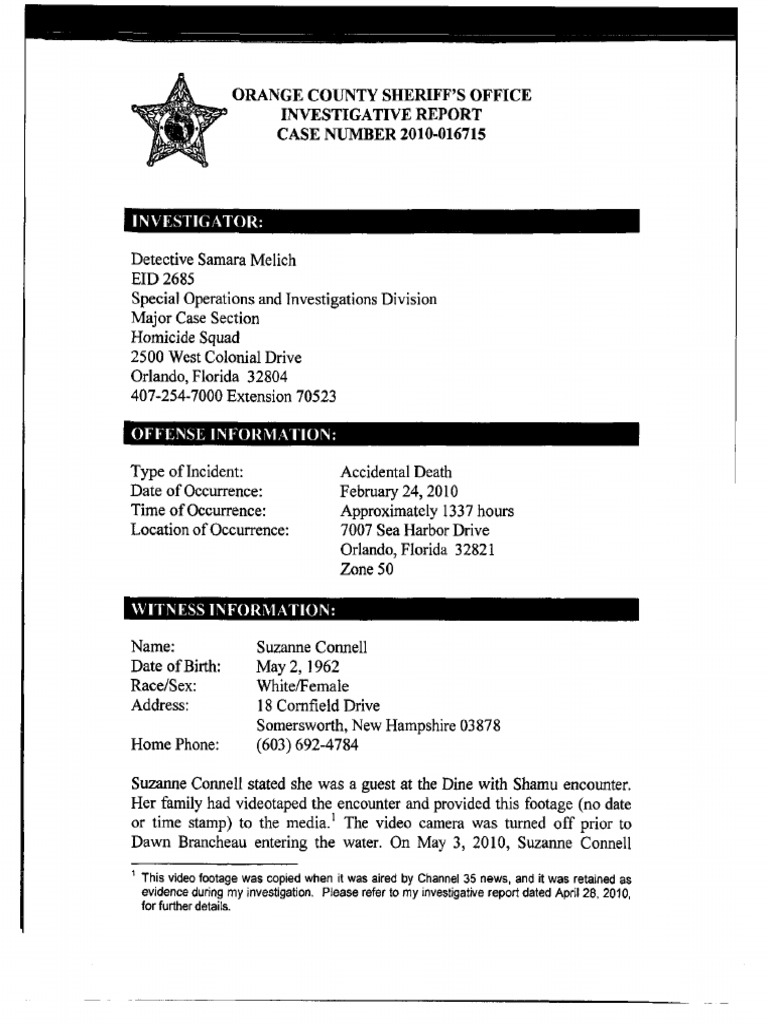 Suzanne Connell Testimony Regarding The Trainer Death at SeaWorld | PDF