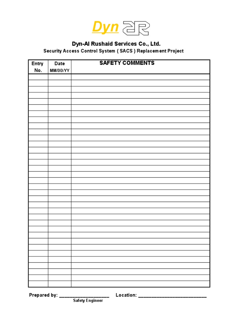 Aramco Safety Comments-Form | PDF