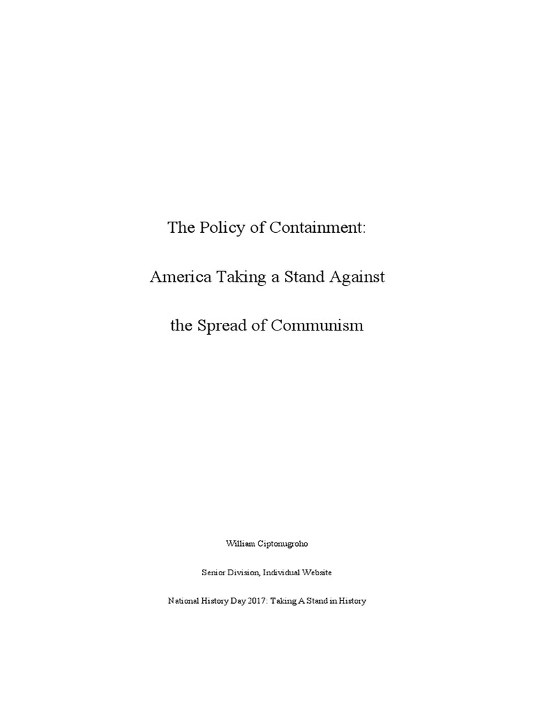 2017 National History Day Process Paper | PDF | Containment | Communication