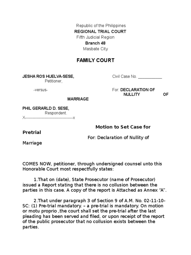 Motion To Set Case For Pretrial | Prosecutor | Lawsuit