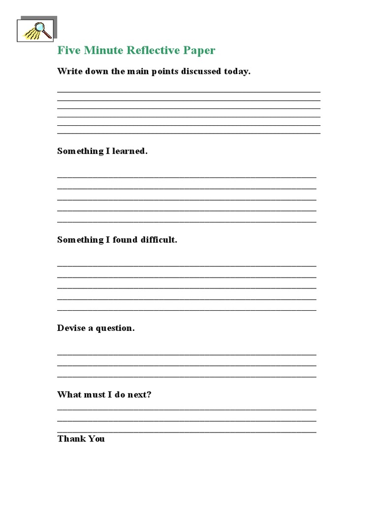 Five Minute Reflective Paper | PDF