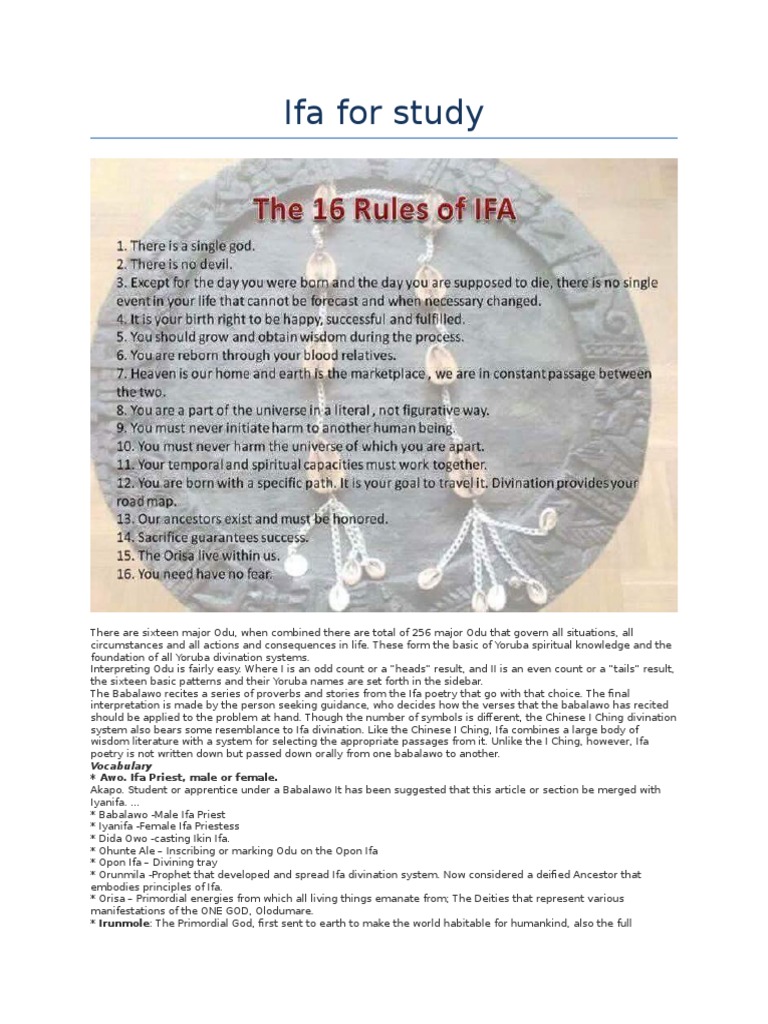 Ifa For Study | PDF | Religious Belief And Doctrine | Mythology