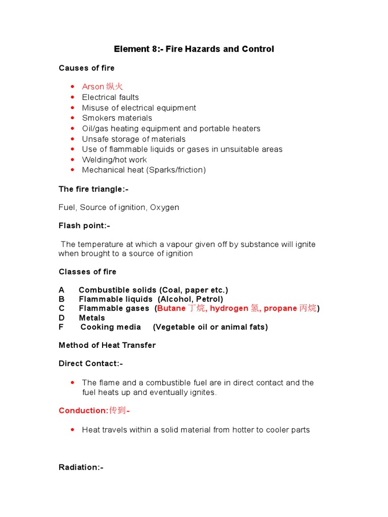 Element 8:-Fire Hazards and Control: Arson 纵火 | PDF | Fires | Combustion