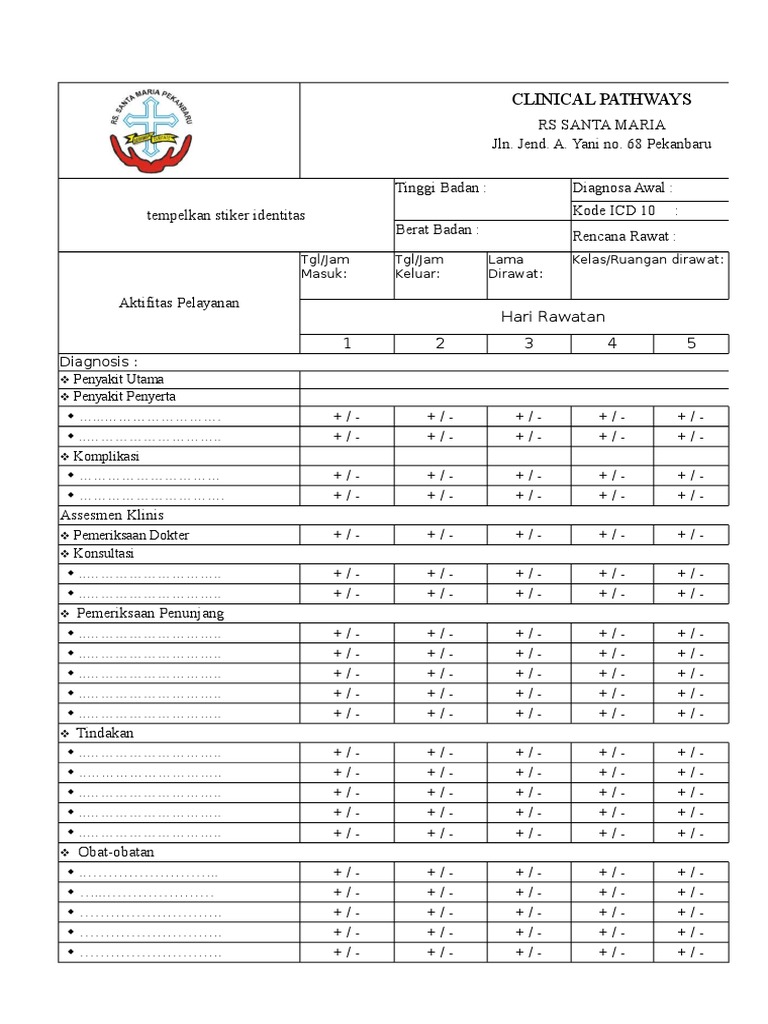 Clinical Pathway Form Awal | PDF