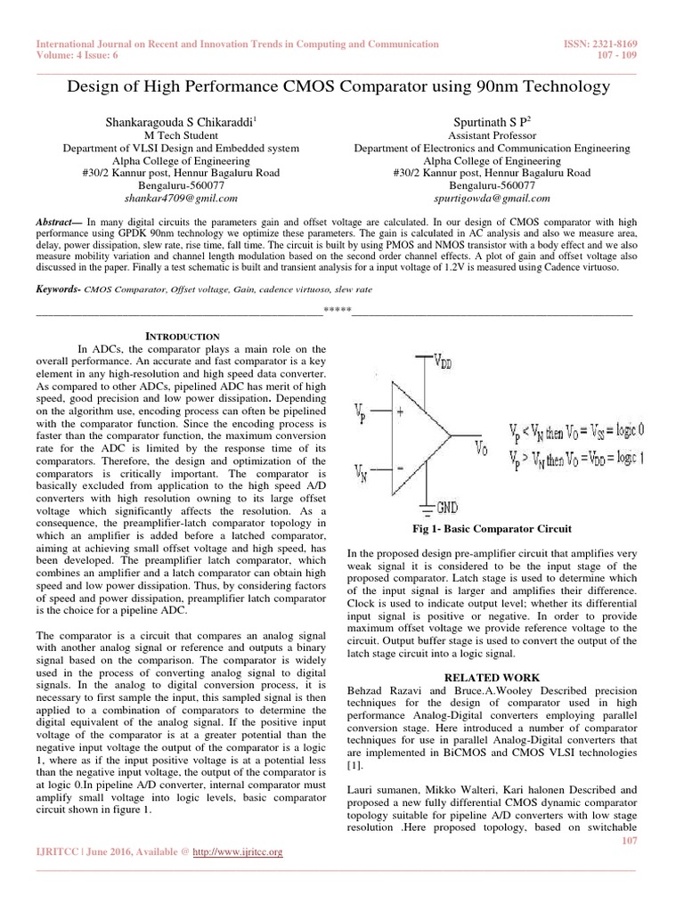 High Performance CMOS Comparator Design | PDF