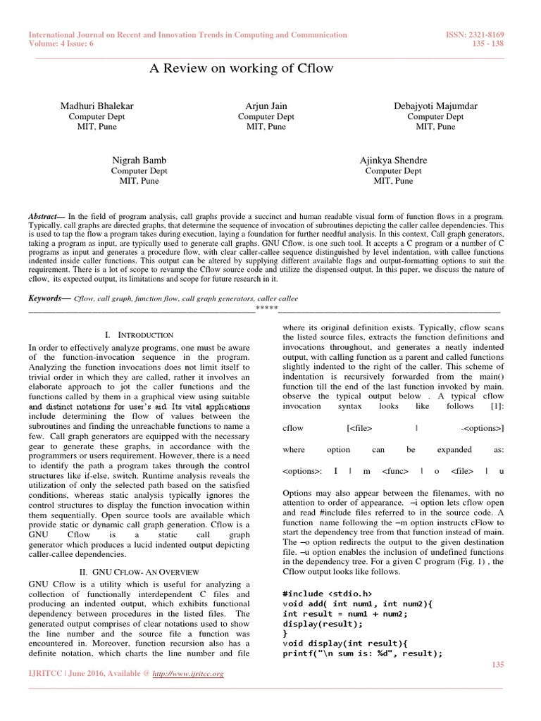 Review of GNU Cflow Functionality | PDF | Subroutine | C (Programming ...