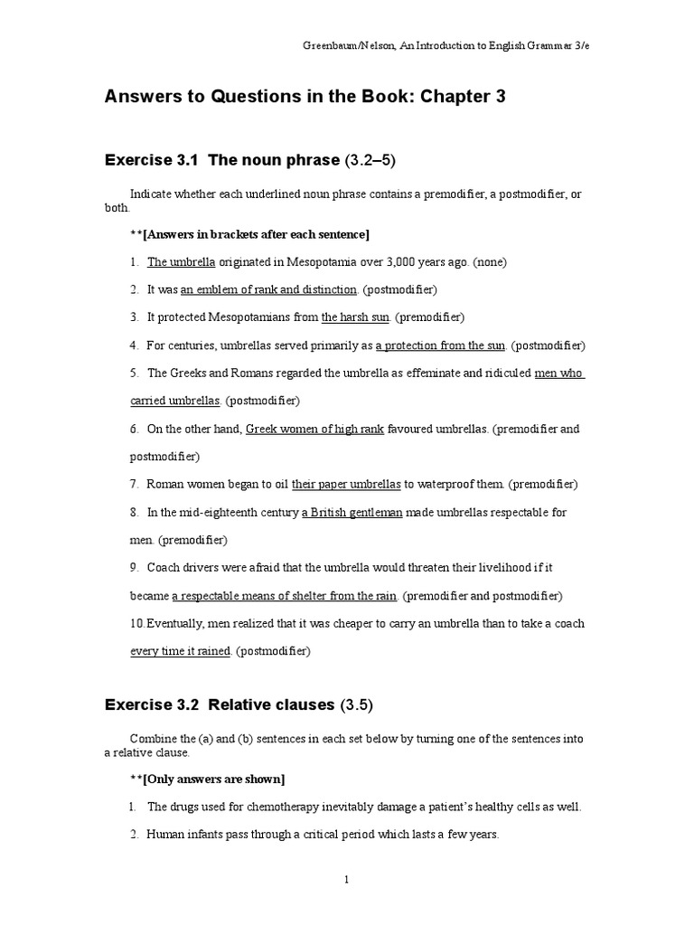 Chapter3 Answers | PDF | Adverb | Phrase