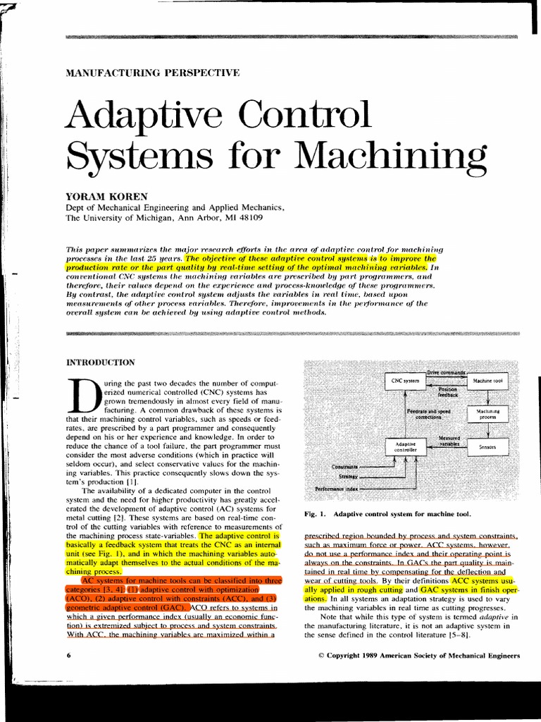 Adaptive Control Systems For Machining | PDF | Machining | Numerical ...