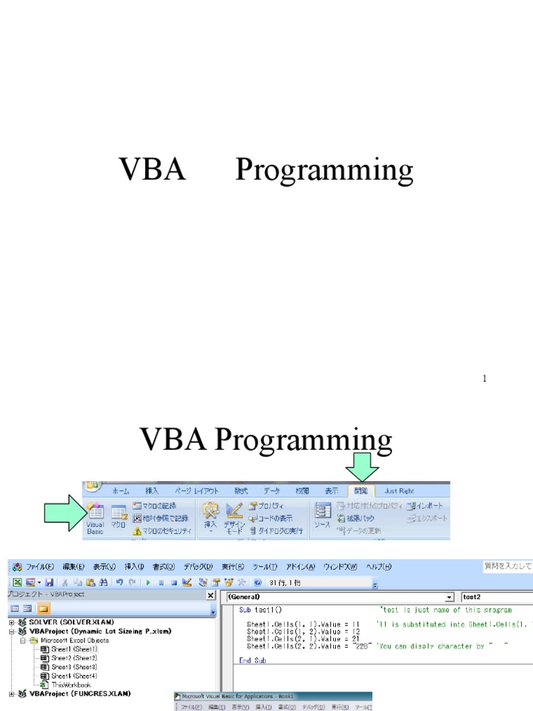An Introduction To Visual Basic For Applications Vba Programming For Excel Common Programming