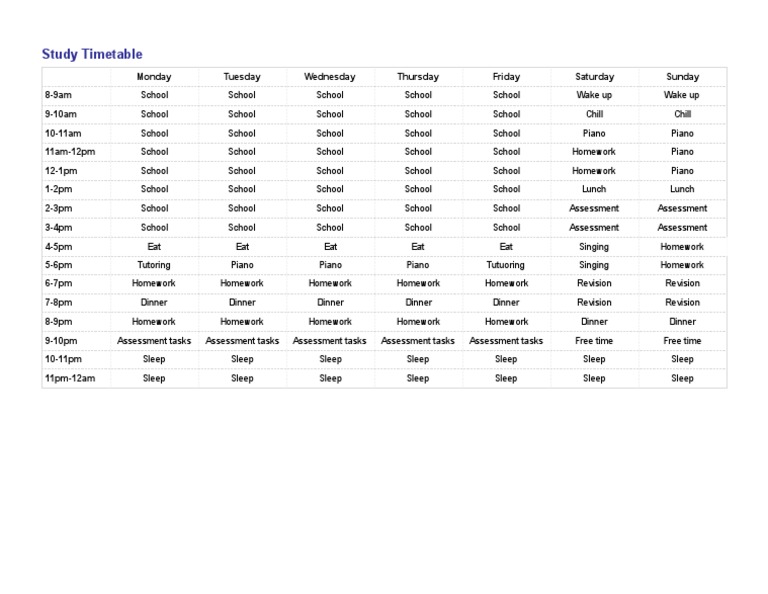 Timetable Layout | PDF