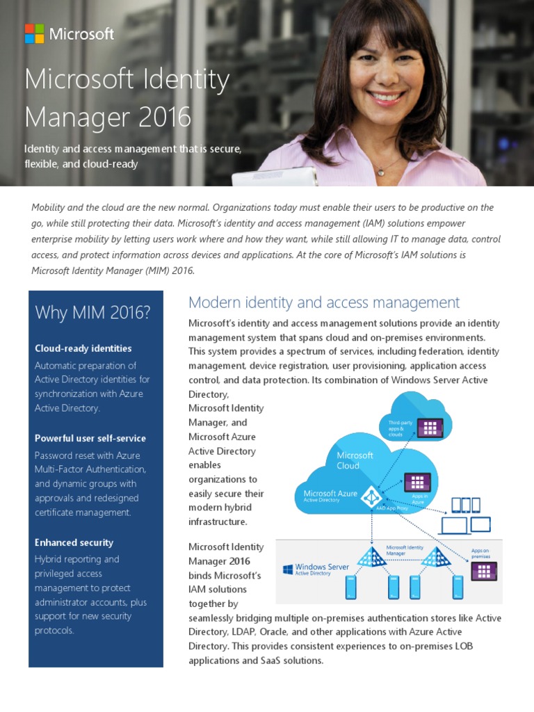Microsoft Identity Manager 2016 Datasheet | PDF | Active Directory | Cloud Computing