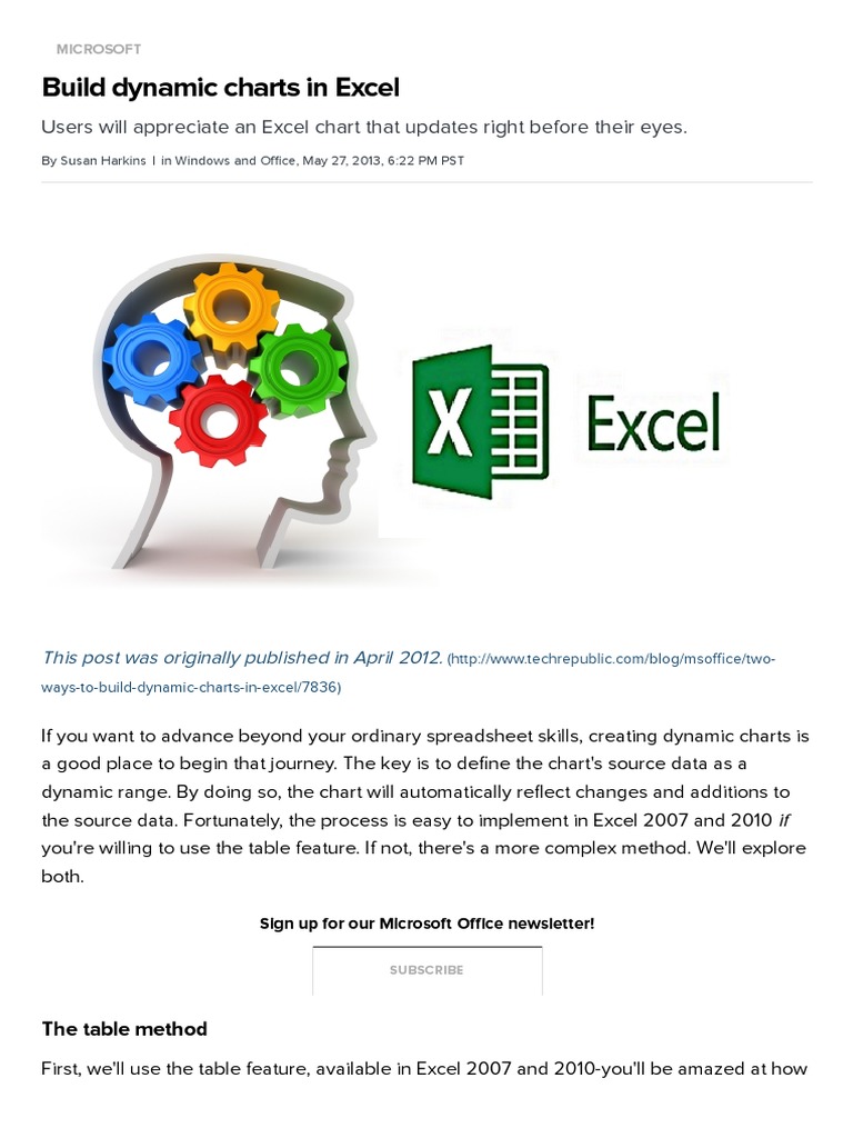 Build Dynamic Charts in Excel | PDF | Microsoft Excel | Spreadsheet Build Dynamic Charts in Excel | PDF | Microsoft Excel | Spreadsheet