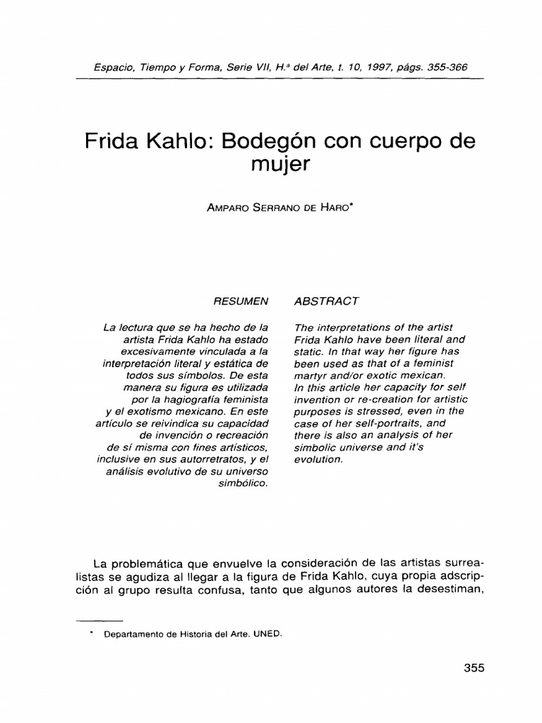 A Serrano Frida Kahlo PDF | PDF | Mujer | Amor