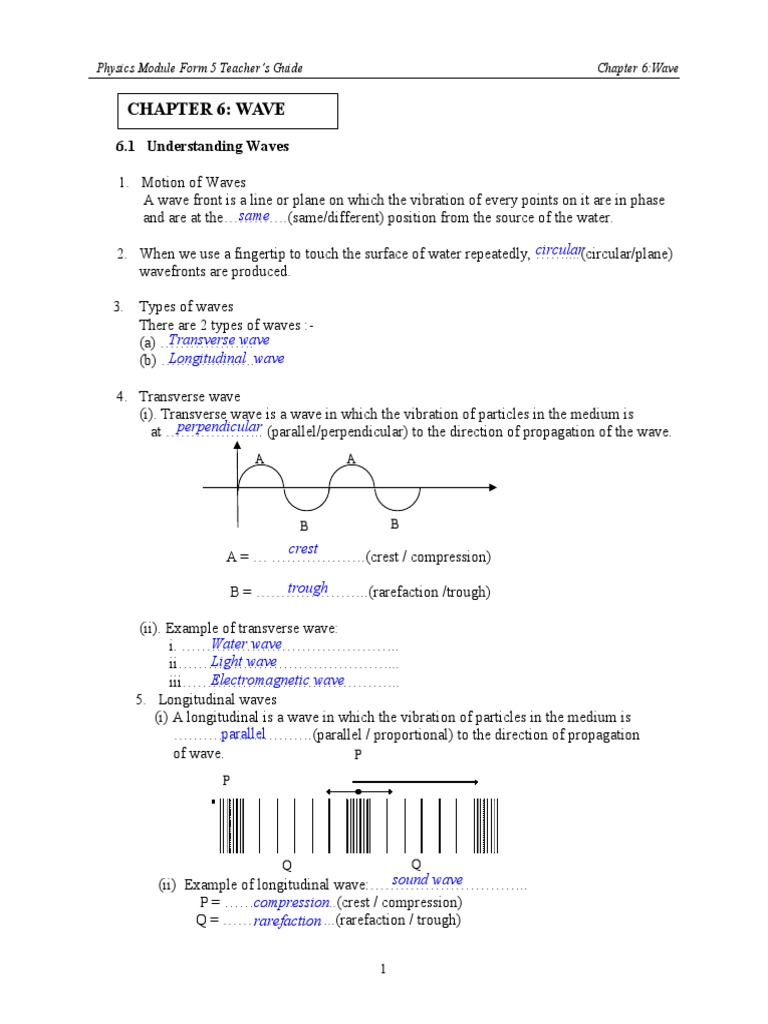 Chapter 6: Wave: 6.1 Understanding Waves | PDF