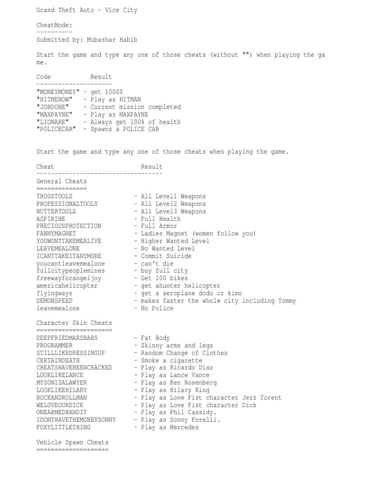 Gta vice city money code store