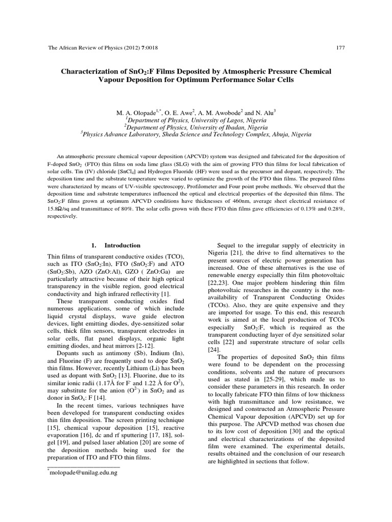 Fto | PDF | Thin Film | Solar Cell