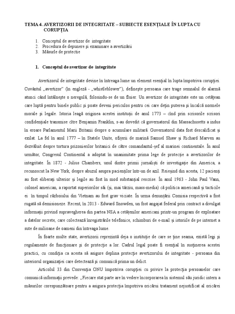 Avertizorii de Integritate | PDF