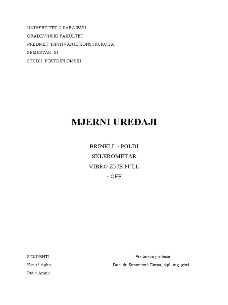 Seminarski Mjerni Instrumenti | PDF