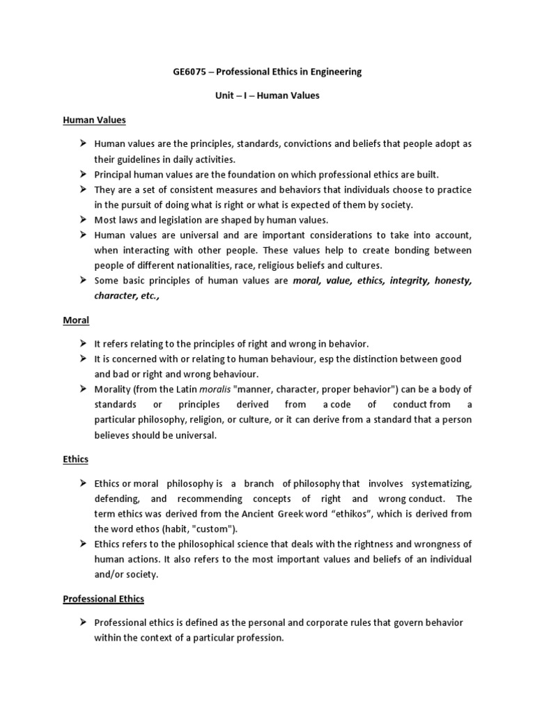 Professional Ethics Notes | Morality | Service Learning