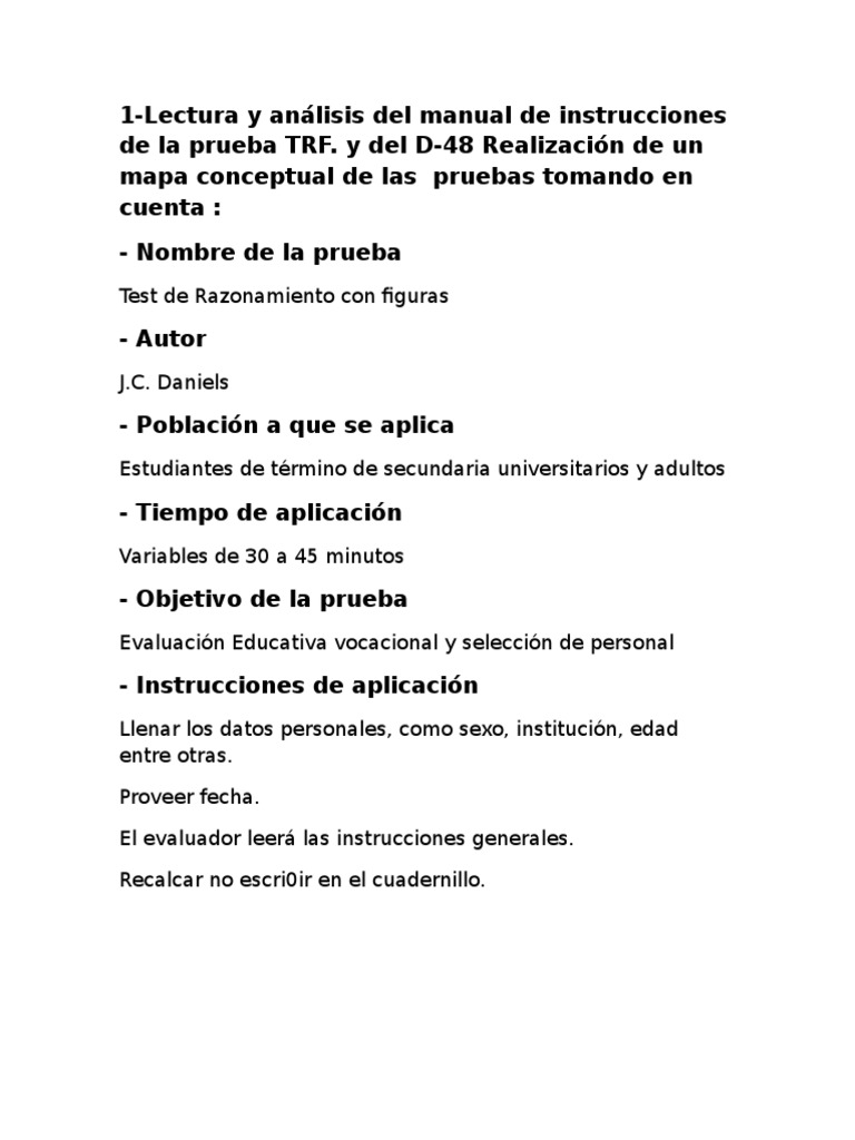 Manual de Pruebas TRF y D-48 | PDF