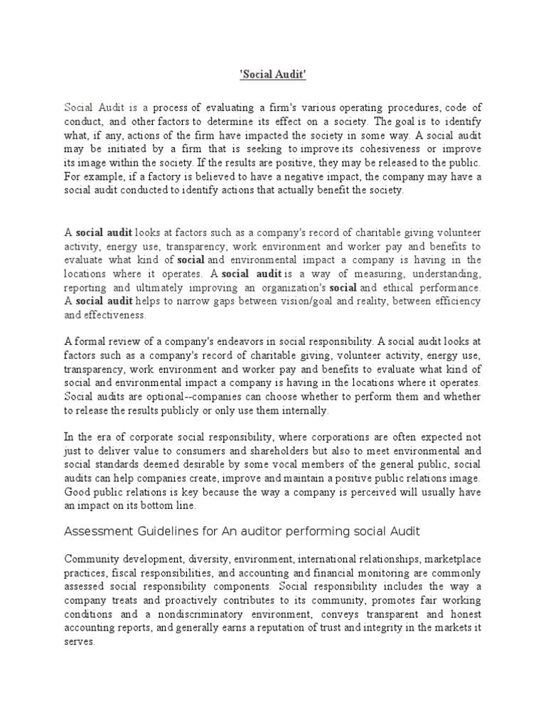 Social Audit | Audit | Corporate Social Responsibility