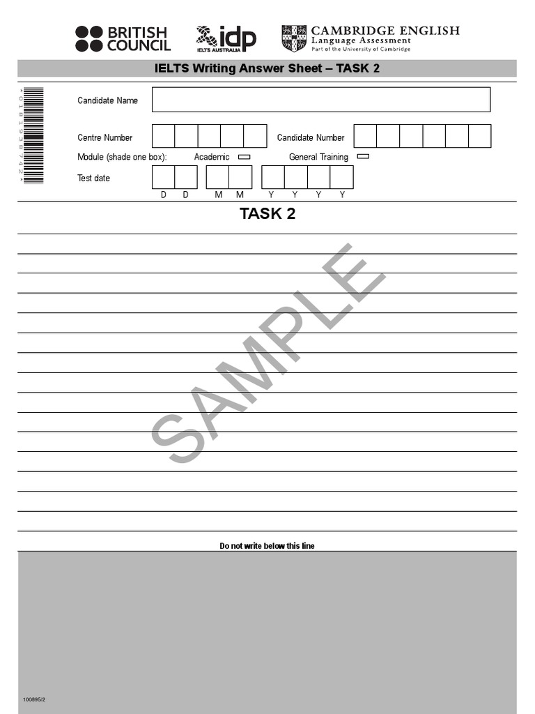 General Writing Answer Sheet Task 2 PDF | PDF | International English ...