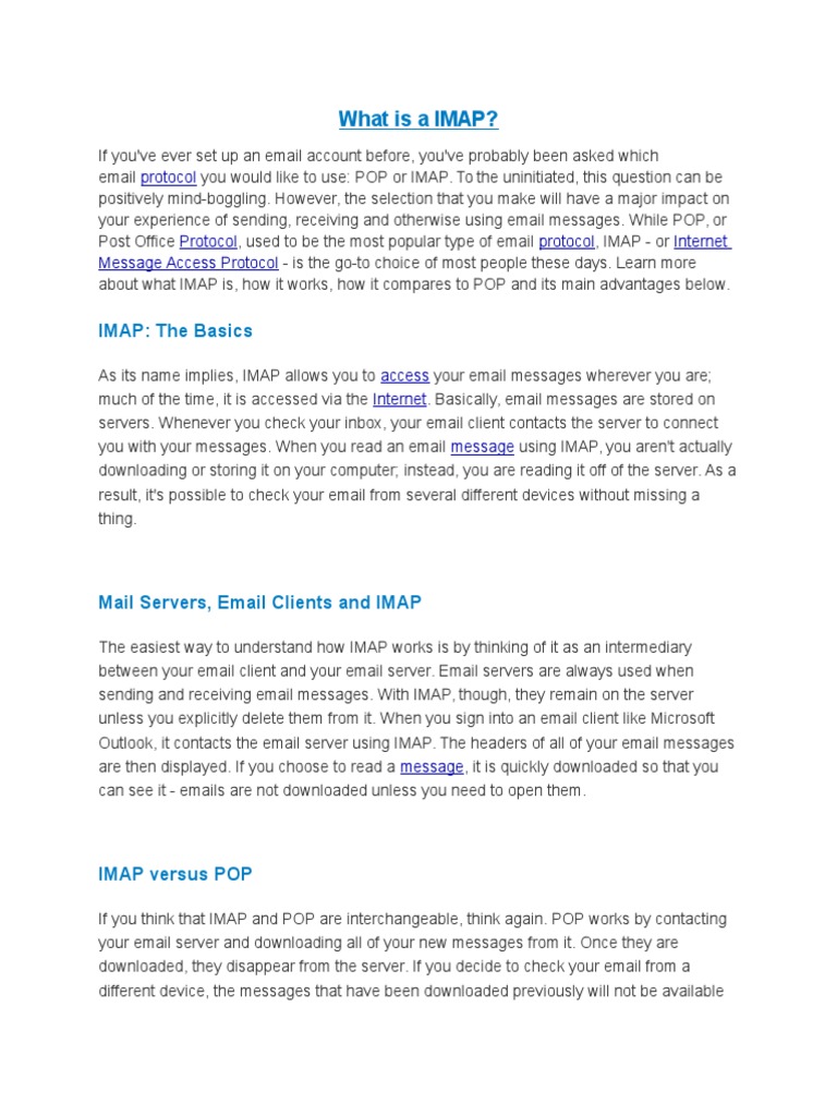 What Is A IMAP | PDF | Osi Model | Port (Computer Networking)
