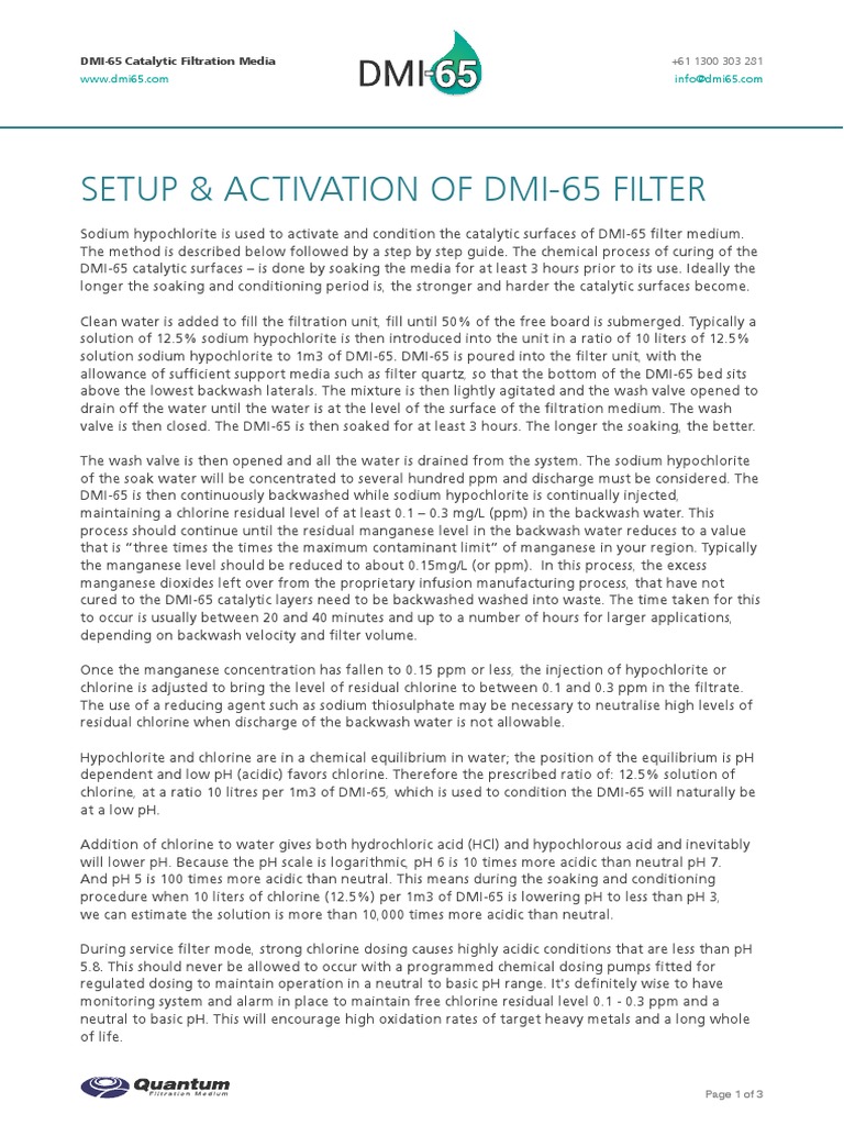 Activating DMI 65 Step by Step Procedure | PDF | Manganese | Ph