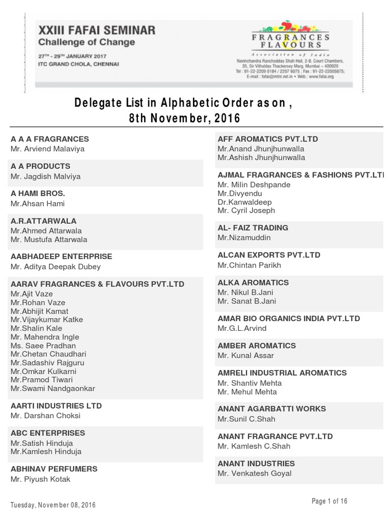 Delegate List