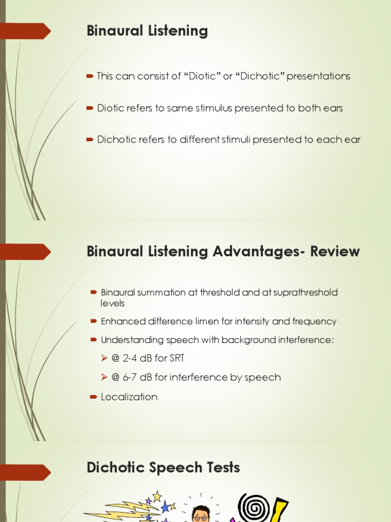 Week 8b - Dichotic and Binaural Listening Tests | PDF | Lateralization ...