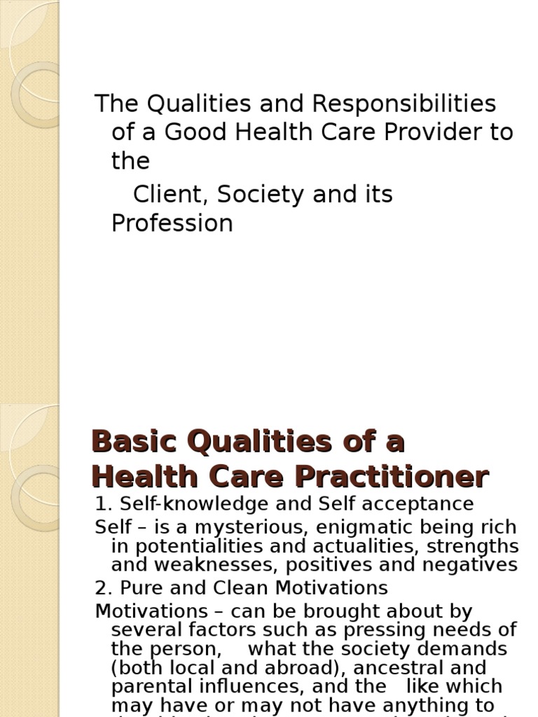 Qualities of A Healthcare Provider | PDF