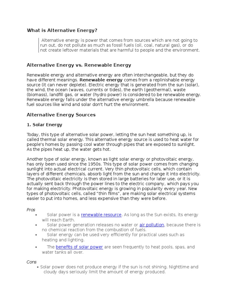 Understanding Alternative Energy Sources | PDF | Energy Development ...
