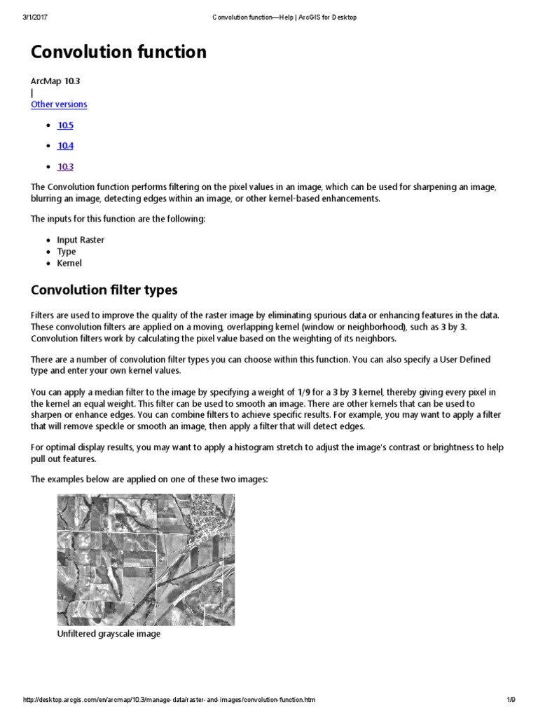 Convolution Function-Help - ArcGIS For Desktop | PDF | Convolution | Algorithms