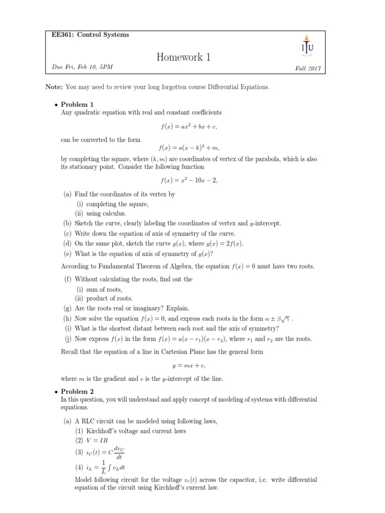 Homework 01 | PDF | Equations | Algebra