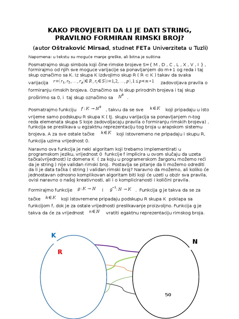 Kako Provjeriti Da Li Je Dati String Pravilno Formirani Rimski Broj? | PDF