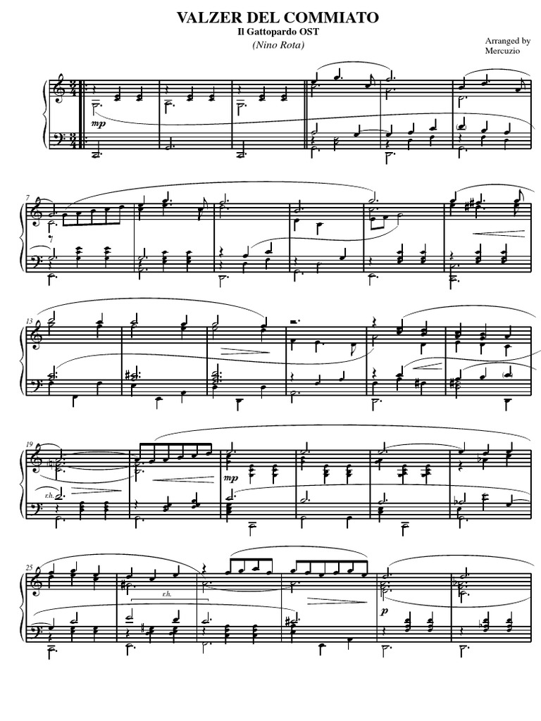 Valzer Del Commiato (Il Gattopardo OST) Nino Rota PDF | PDF