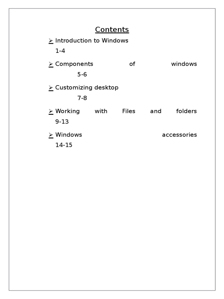 Introduction To Windows 1-4 Components of Windows 5-6 Customizing ...