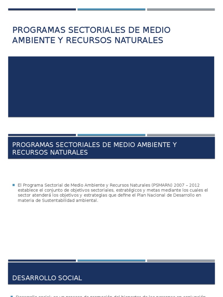 Programas Sectoriales de Medio Ambiente y Recursos Naturales | PDF | Sustentabilidad | Entorno ...