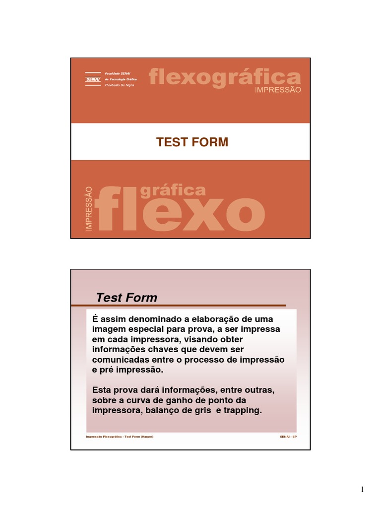 Test Form para Impressão Flexográfica | PDF | Impressão | Cor