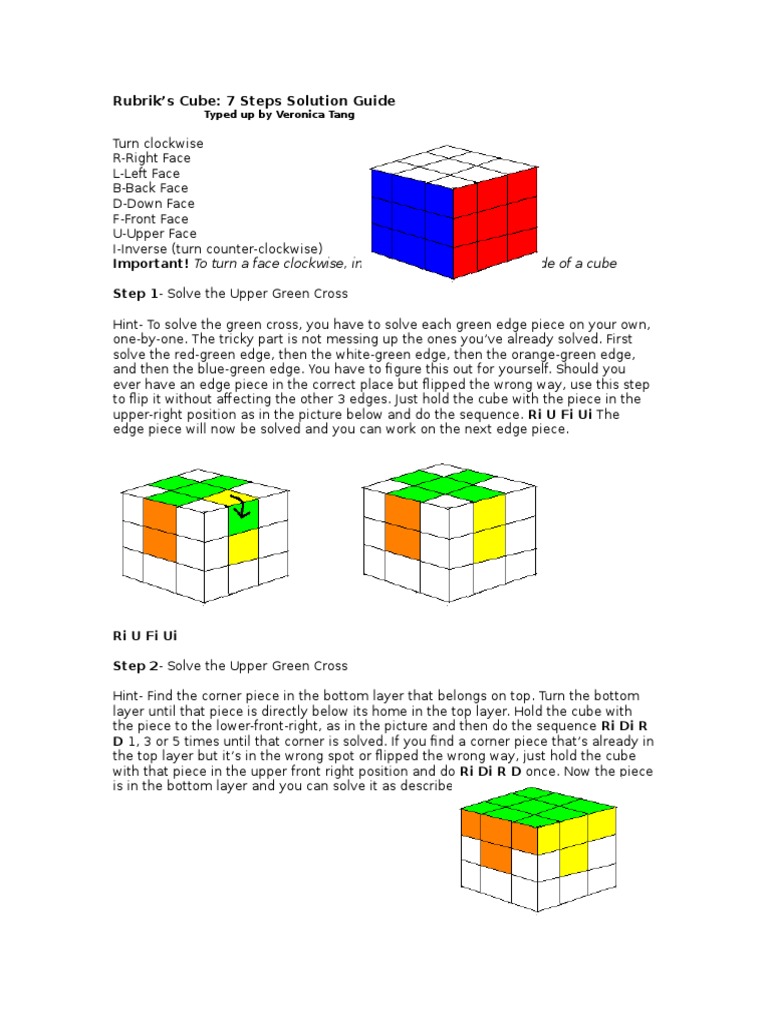 Rubik's Cube 7-Step Solution Guide | PDF | Teaching Mathematics | Leisure