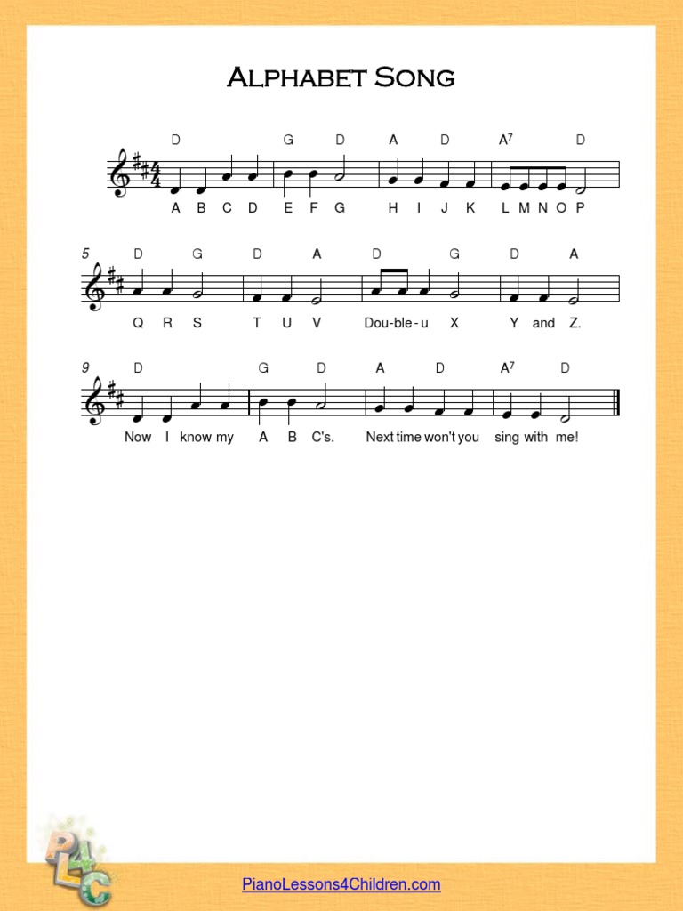 Alphabet Song D Major | PDF