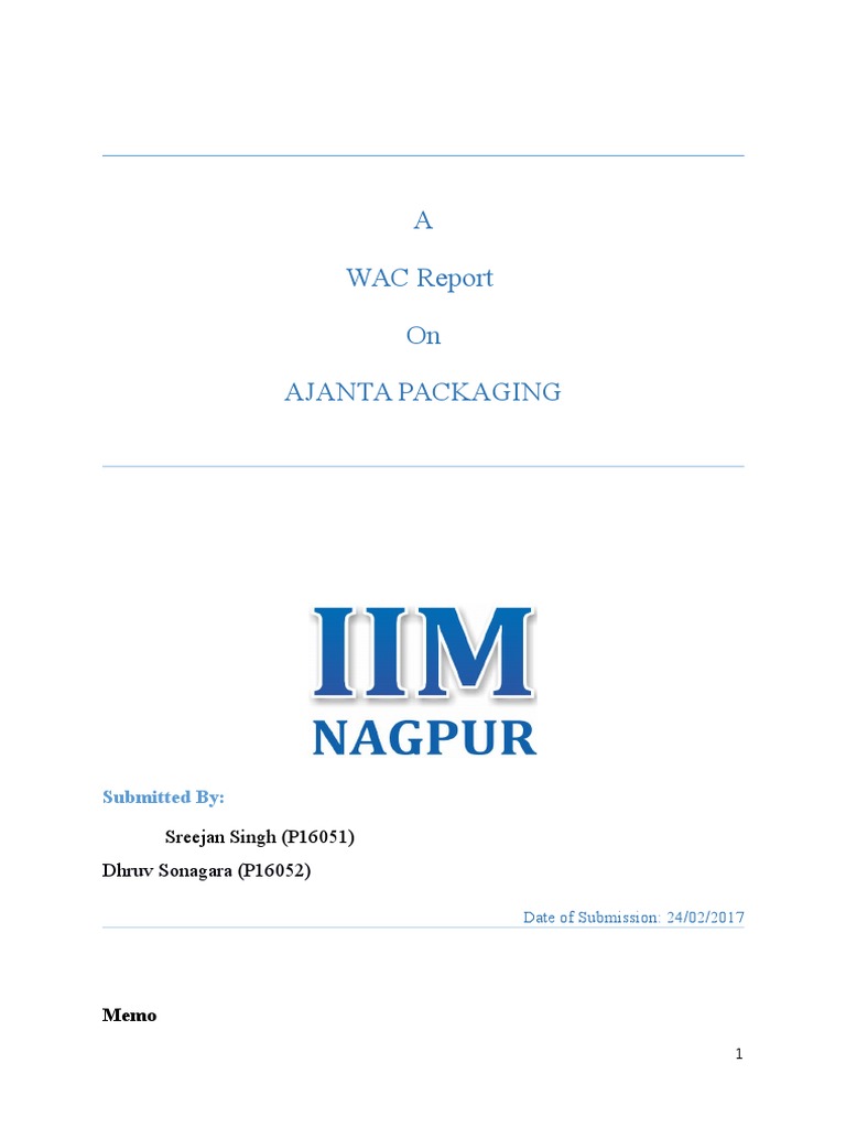 P16051&P16052 WAC Assignment Ajanta Packaging | PDF | Packaging And ...