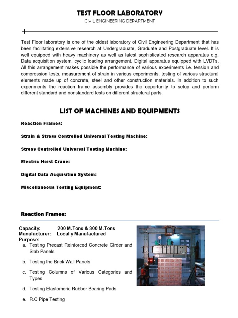 Test Floor Laboratory Overview | PDF | Stress (Mechanics) | Beam ...