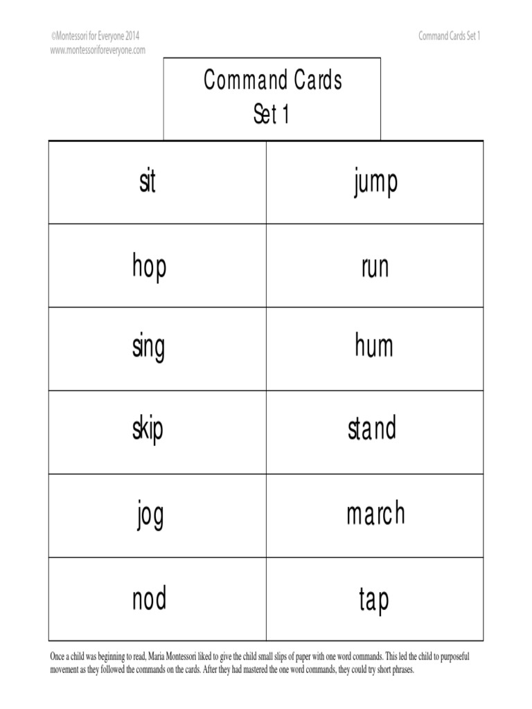 Reading Command Cards | PDF | Leisure