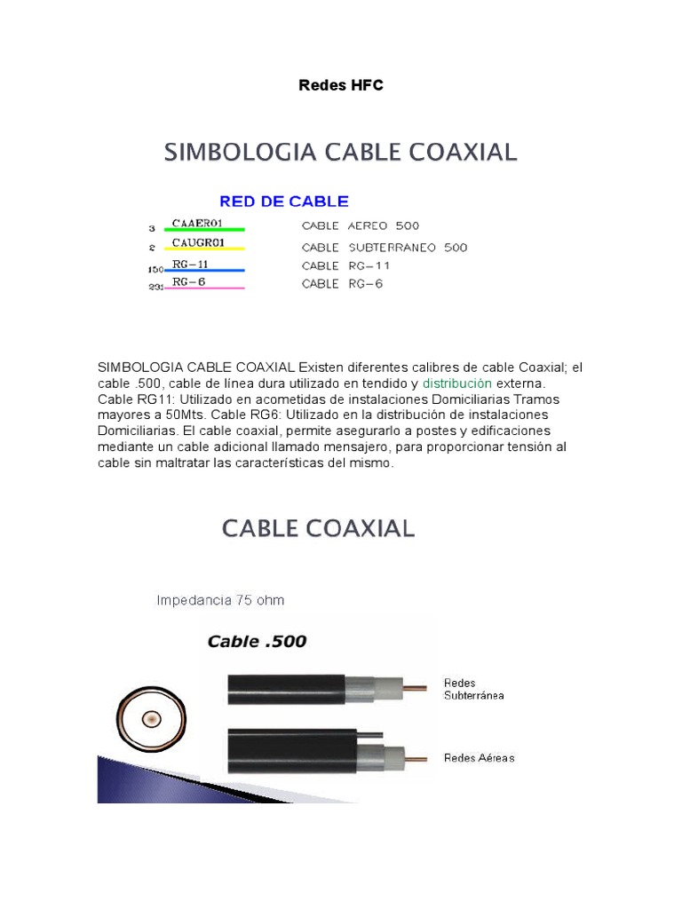 Redes HFC | PDF | Televisión por cable | Cable coaxial
