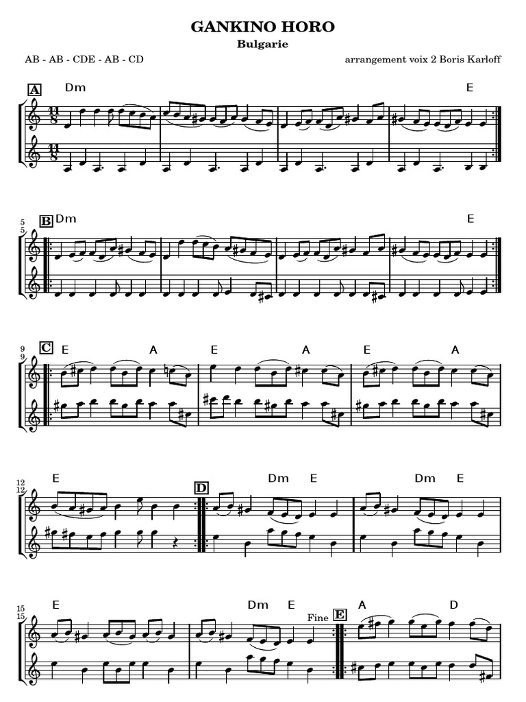 Gankino Horo 11 8 Bulgarian Dance Score PDF | PDF