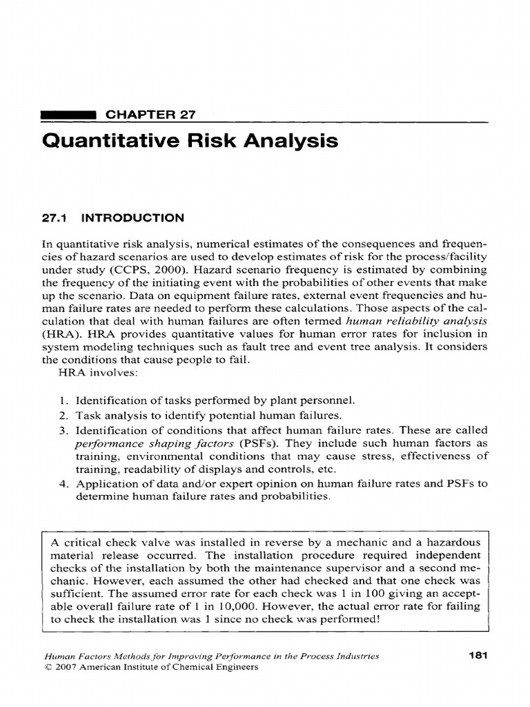 Quantitative Risk Analysis: (CCPS | PDF | Systems Science | Safety